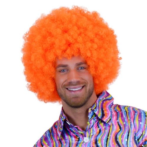 Pruik super Afro feloranje - Feestdeco