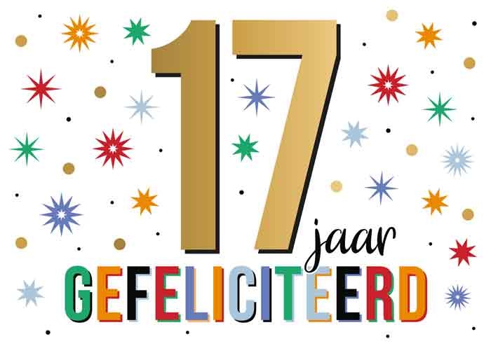 Wenskaart | 17 jaar gefeliciteerd FEESTDECO.NL - Feestdeco
