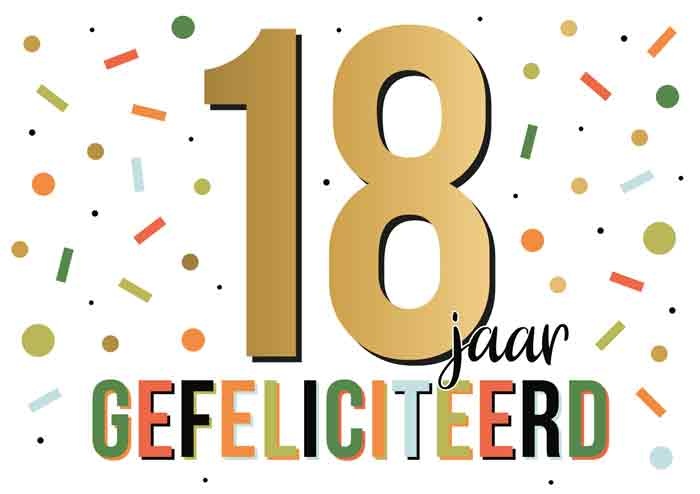 Wenskaart | 18 jaar gefeliciteerd FEESTDECO.NL - Feestdeco