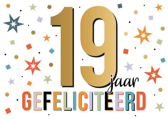 Artige Wenskaart | 19 jaar gefeliciteerd - Feestdeco