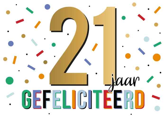 Artige Wenskaart | 21 jaar gefeliciteerd - Feestdeco