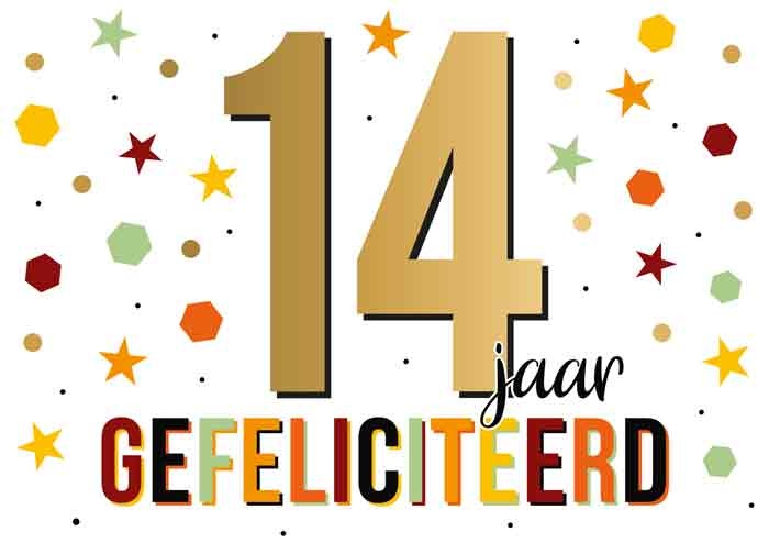 Wenskaart | 14 jaar gefeliciteerd - Feestdeco