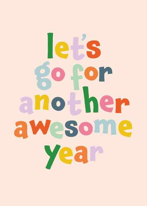 Artige Wenskaart Let's go for another awesome year - Feestdeco
