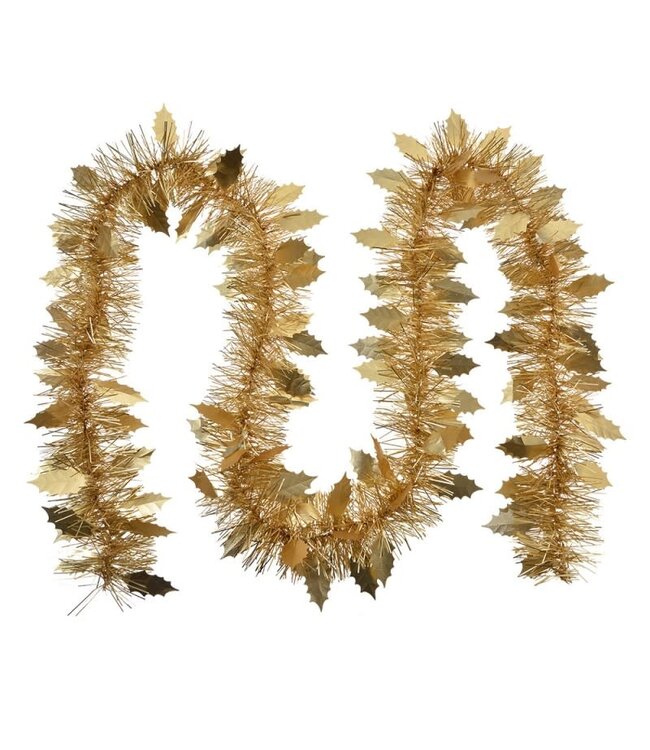 Kerstslinger Goud Guirlande | 200 cm | Blaadjes - Feestdeco