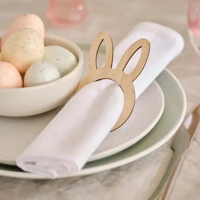 Ginger Ray Servettenring hout Bunny | 6 stuks - Feestdeco