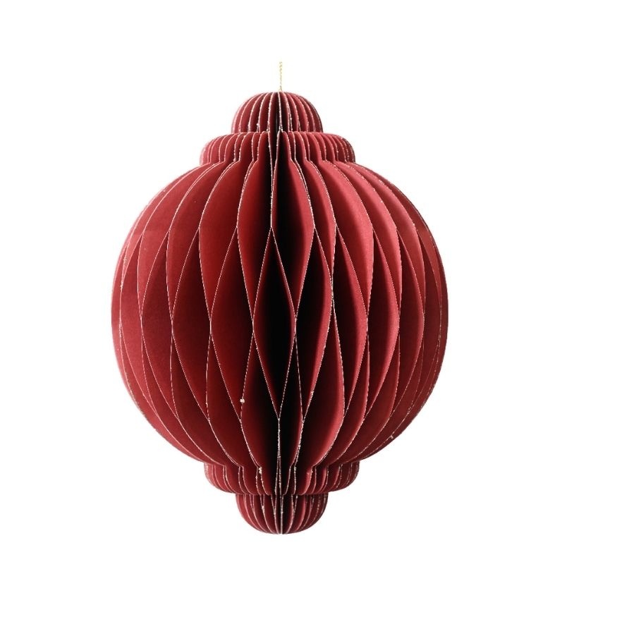 Papieren kerstbal | ui-vorming | rood | 40cm - Kerstland.nl Papieren kerstbal | ui-vorming | rood | 40cm - Kerstland.nl