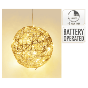 Bal LED | goud/warm wit | 25cm - Kerstland.nl