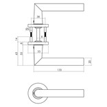 Deurklink Hoek 90 graden op ronde rozet aluminium zwart - Mooi Deurbeslag