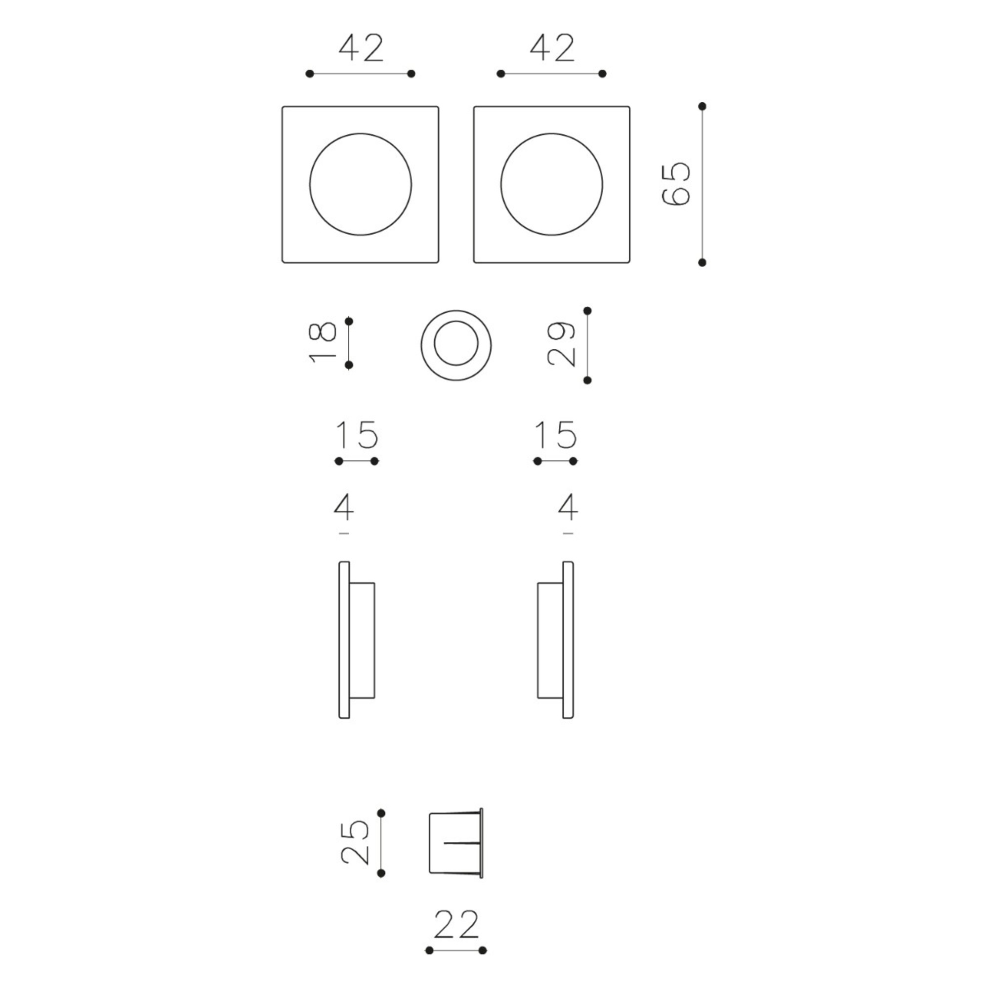 Olivari schuifdeurkom Giotto Q messing titaan PVD - Mooi Deurbeslag