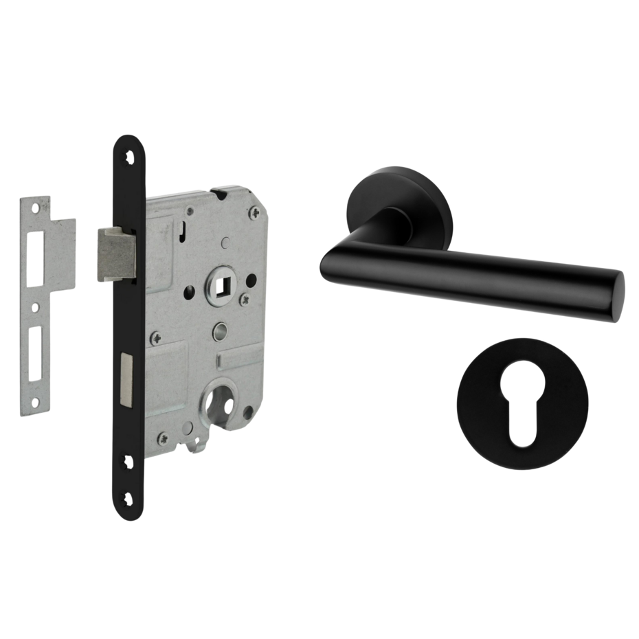Deurbeslag set met slot, cilinderrozet en deurklink Modern geveerd ...