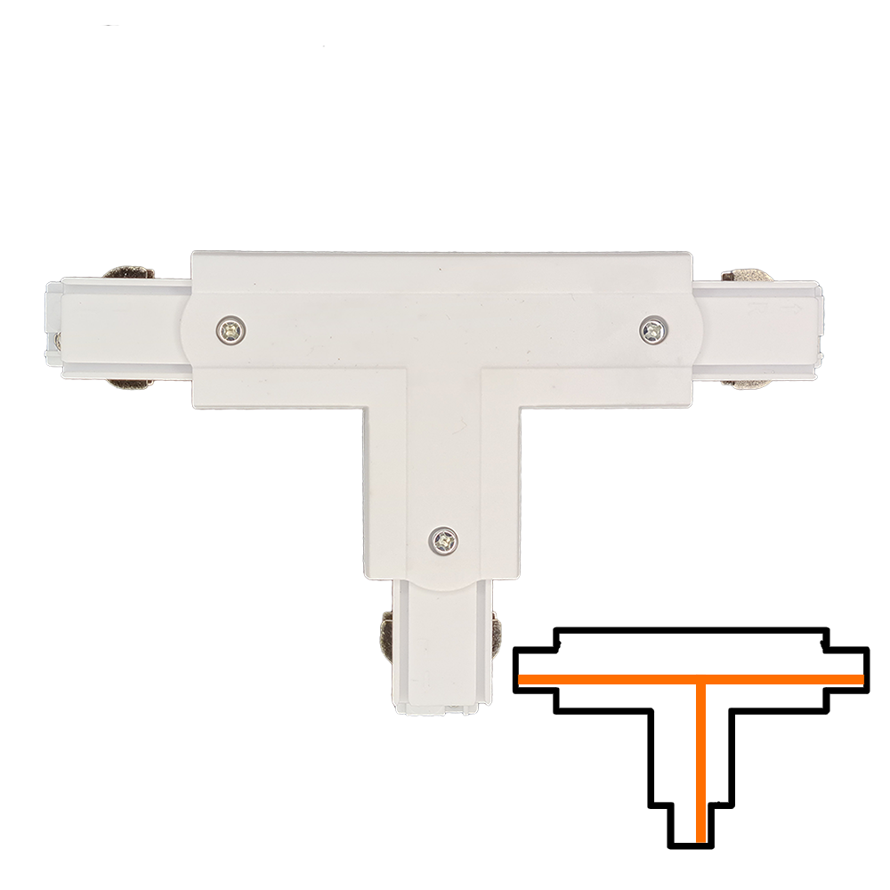 T-Connector 3-Phase - Internal - Right - White | Qub Rail Lighting