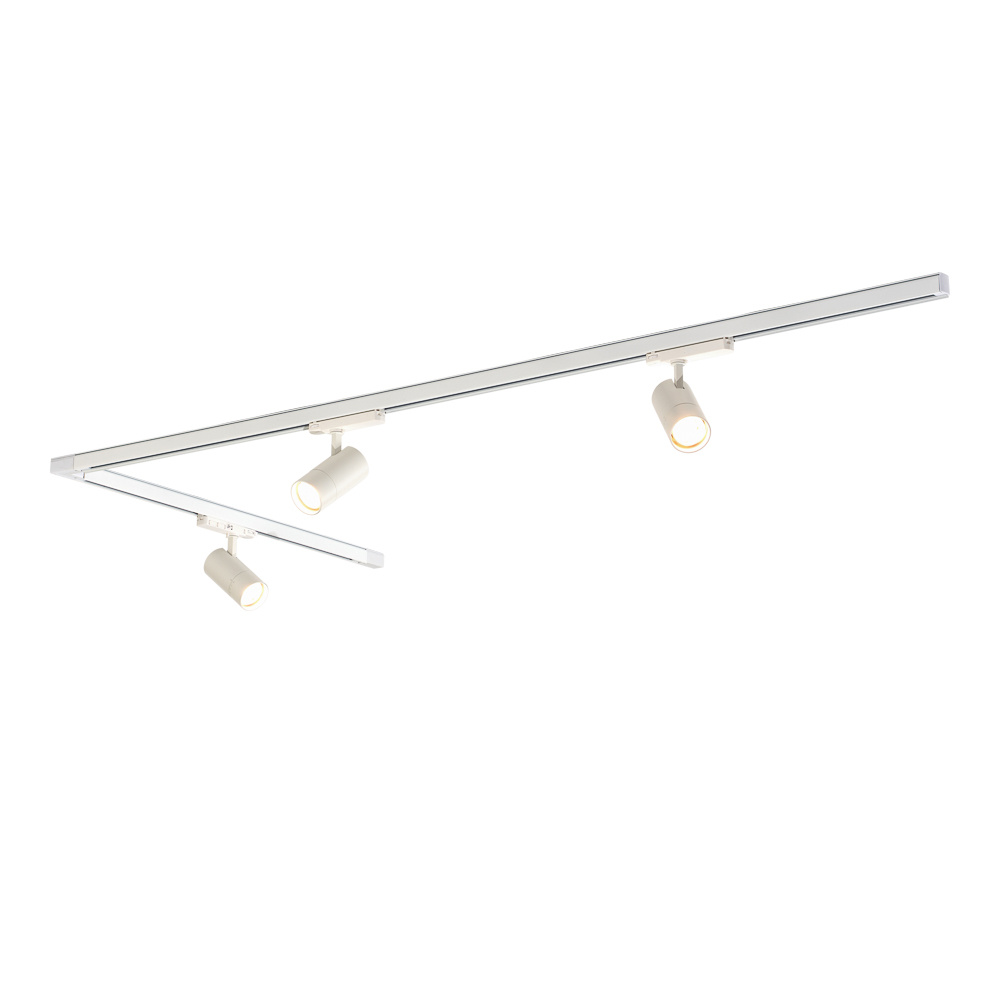 Qub Zoom 3-Phase LED Track Lighting Set - White, L-Shape, 2 Metres + 1 ...