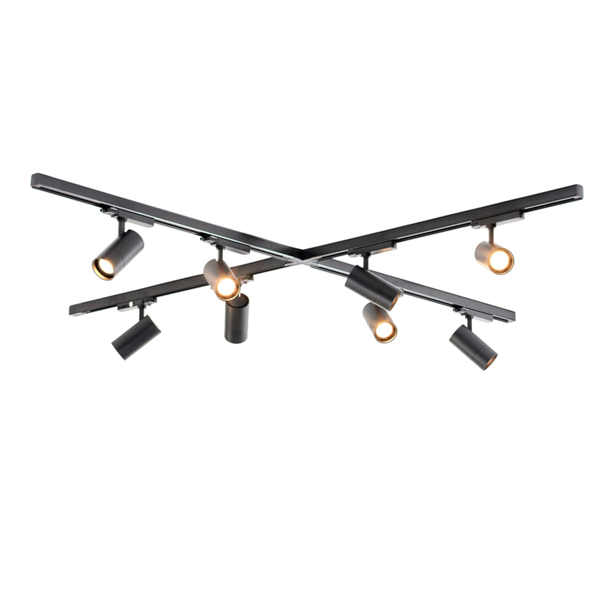 Zoom 3-Circuit Track Lighting Set - X-Shape - Black - 8 Spots | Qub ...