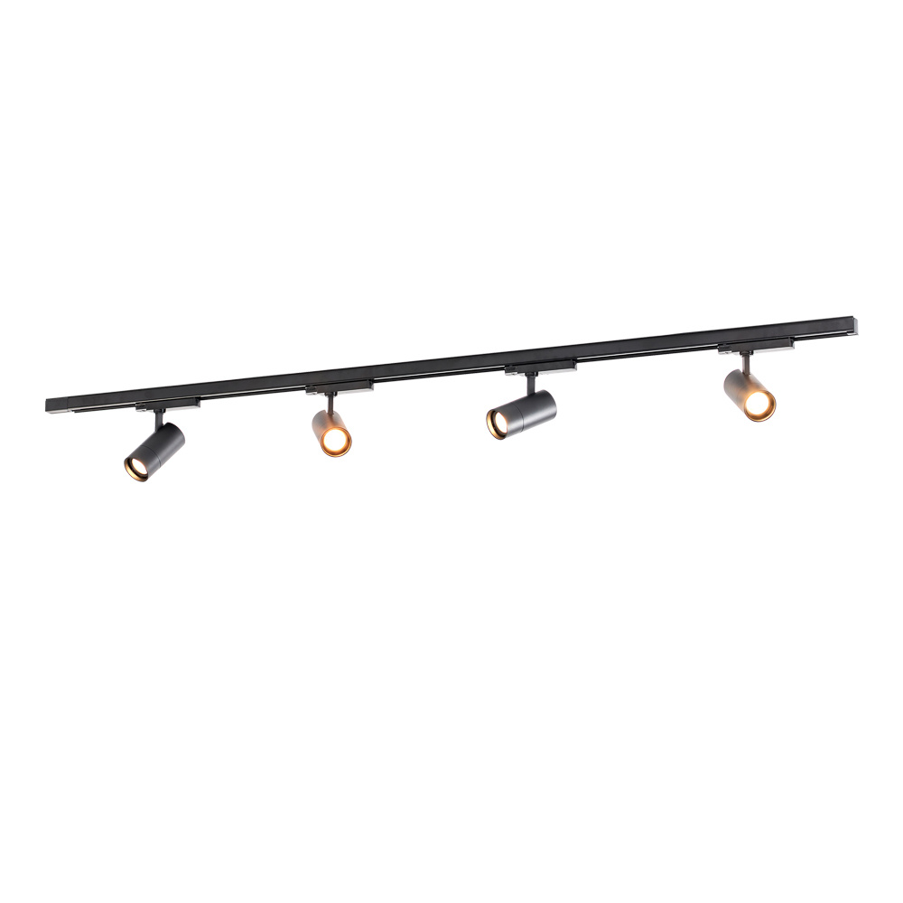 Zoom 3-Circuit Track Lighting Set - I-Shape - Black - 2m - 4 Spots ...