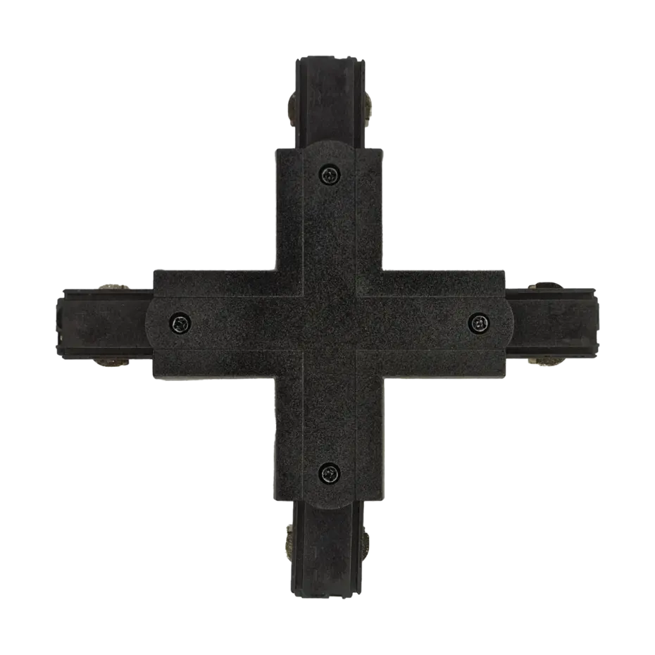X-Connector 3-Phase - Cross Junction - Black | Qub Track Lighting