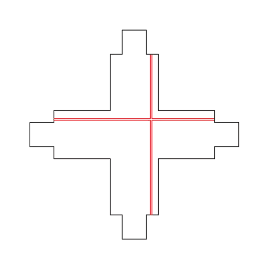 X-Connector 3-Phase - Cross Junction - Black | Qub Track Lighting