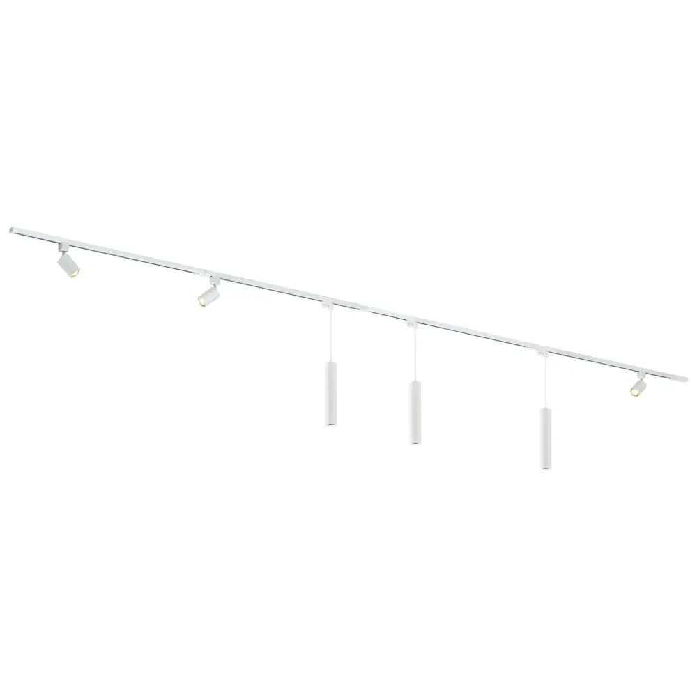 Track lighting set 400cm – 3 spotlights & 3 pendant lights – White ...
