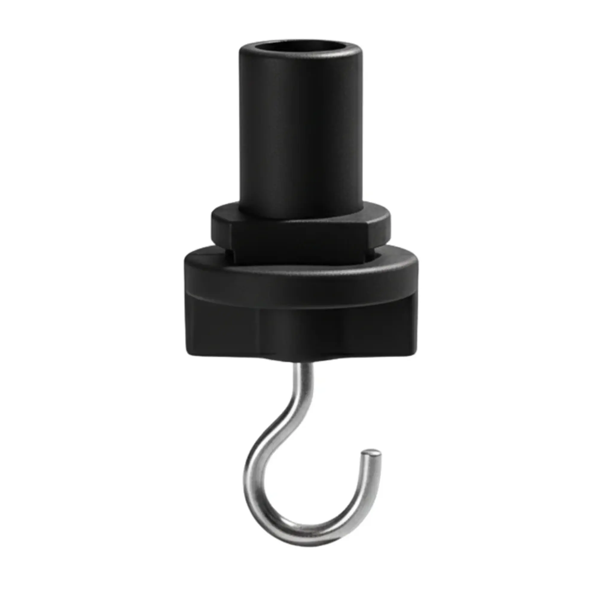 3-Phase Track Adapter with Hook - Black | Qub Track Lighting