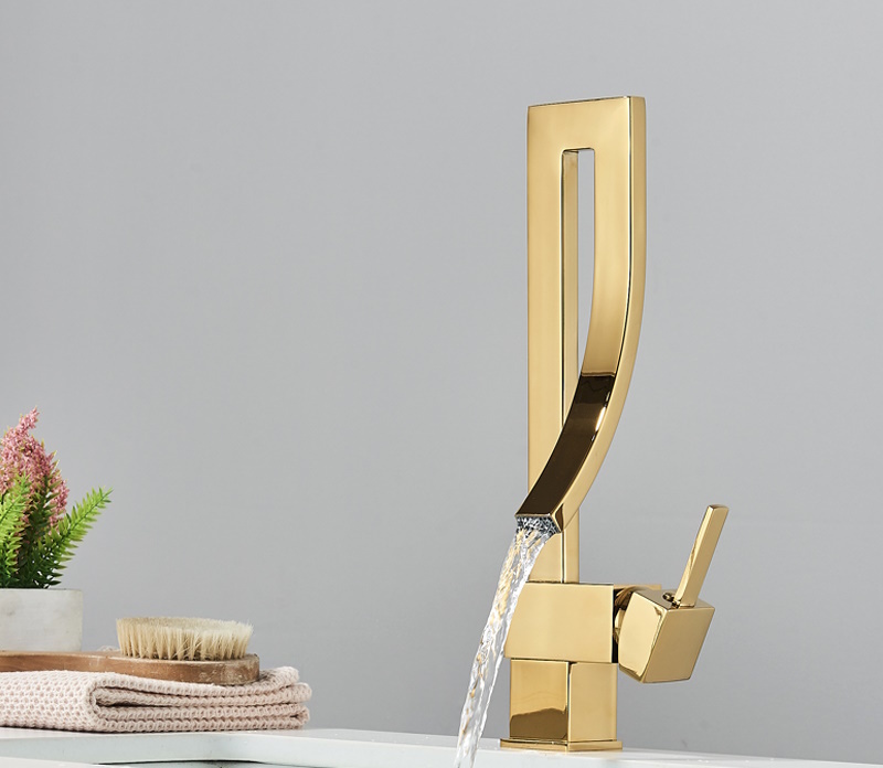 Valisa.nl | Hoge stijl waterval wastafel mengkraan goud - Valisa.nl ...