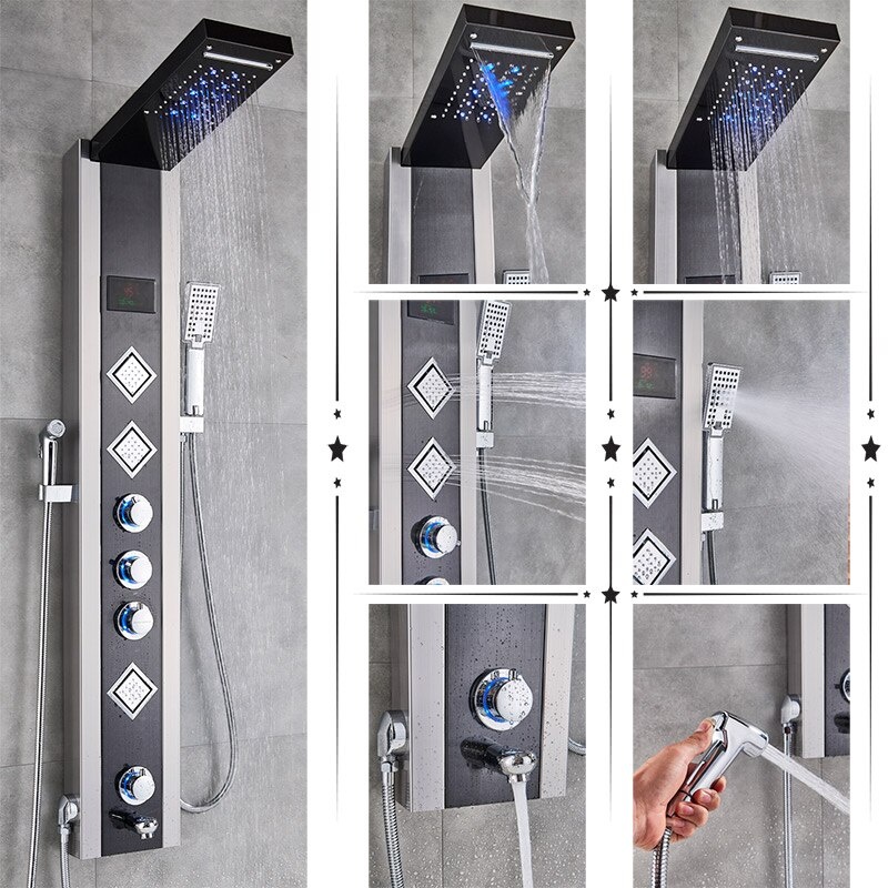 Valisa.nl - Design Sanitair Winkel | Luxe Zwart LED Douchepaneel ...