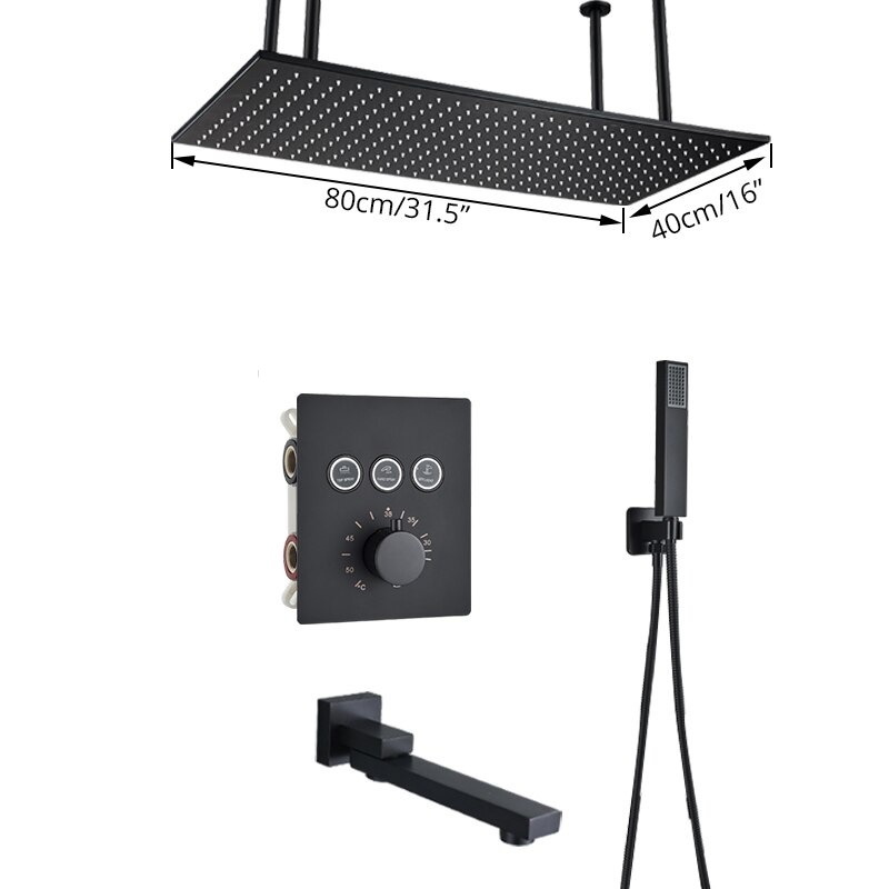 Douchekraan thermostatisch inbouw 3-Weg met grote 80x40cm hangende ...