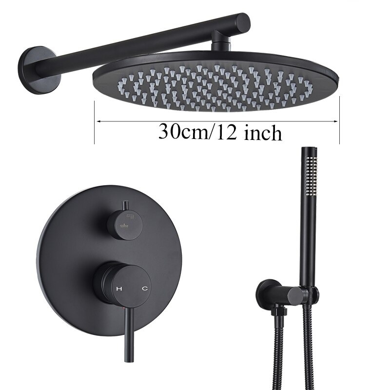 Valisa.nl | Zwarte Inbouw Douche Set Badkamer Kraan Douche 30cm muur ...
