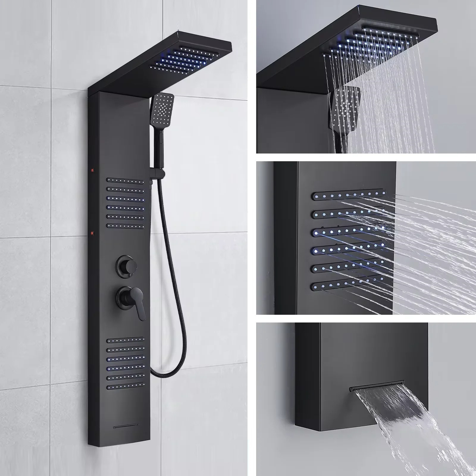 Valisa.nl - Design Sanitair Winkel | Volledig zwart douche paneel ...
