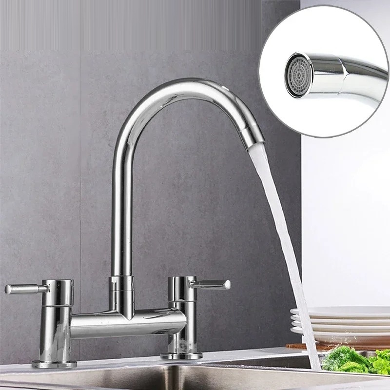 Valisa.nl - Design Sanitair Winkel | Moderne dubbele hendel keukenkraan ...