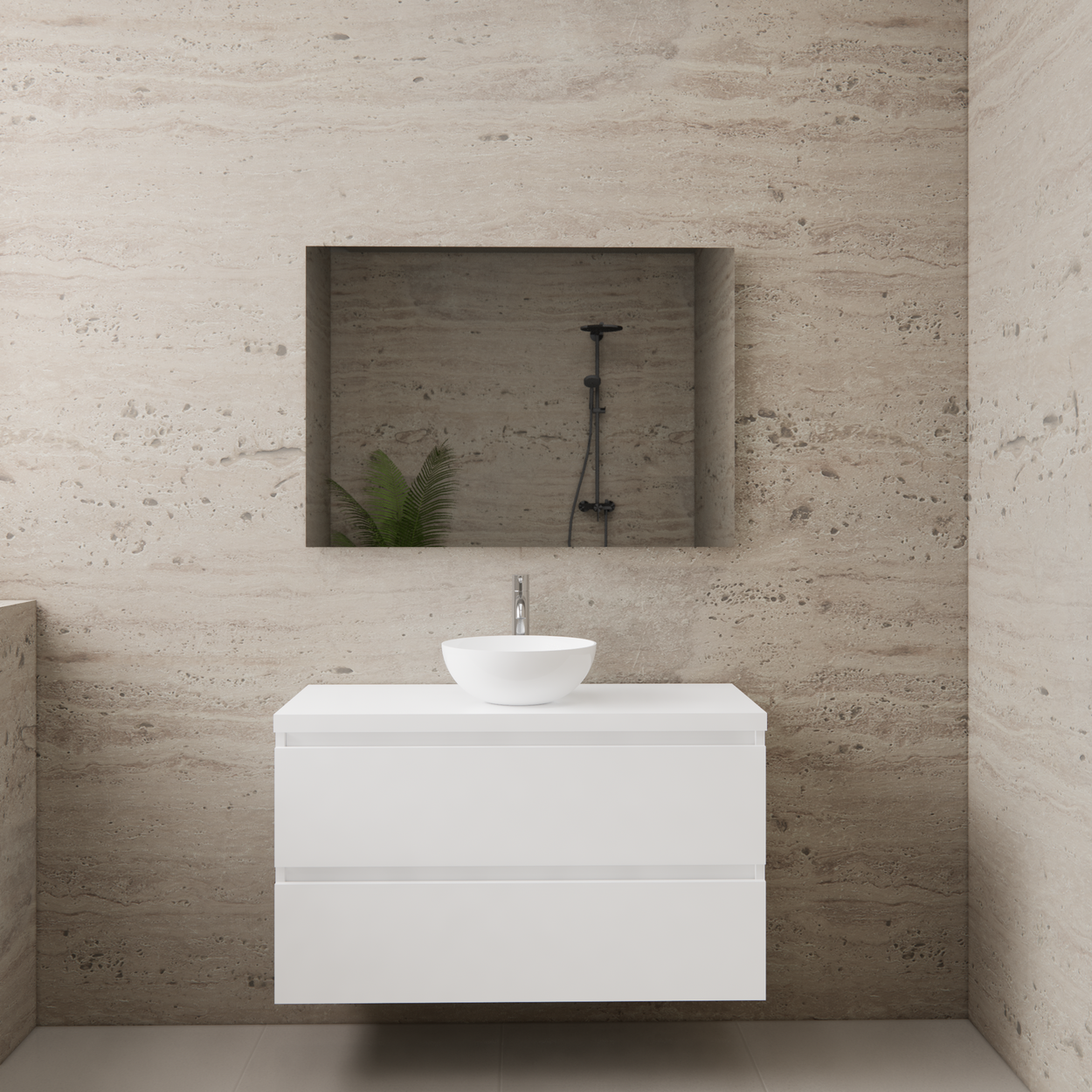 Badkamermeubel Gliss Project 100cm⎢Hoogglans Wit⎢Onderkast + topblad ...