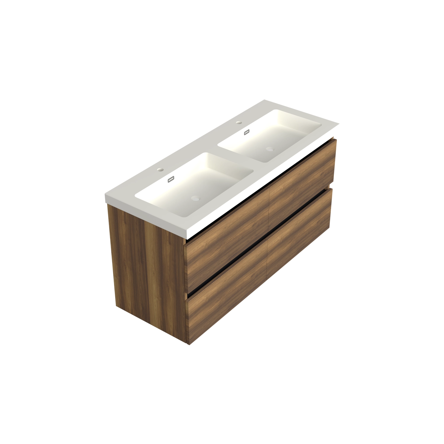 Wastafelonderkast Hamilton Walnoot 4-lades - 120x45x58cm - 2-uitsparin ...
