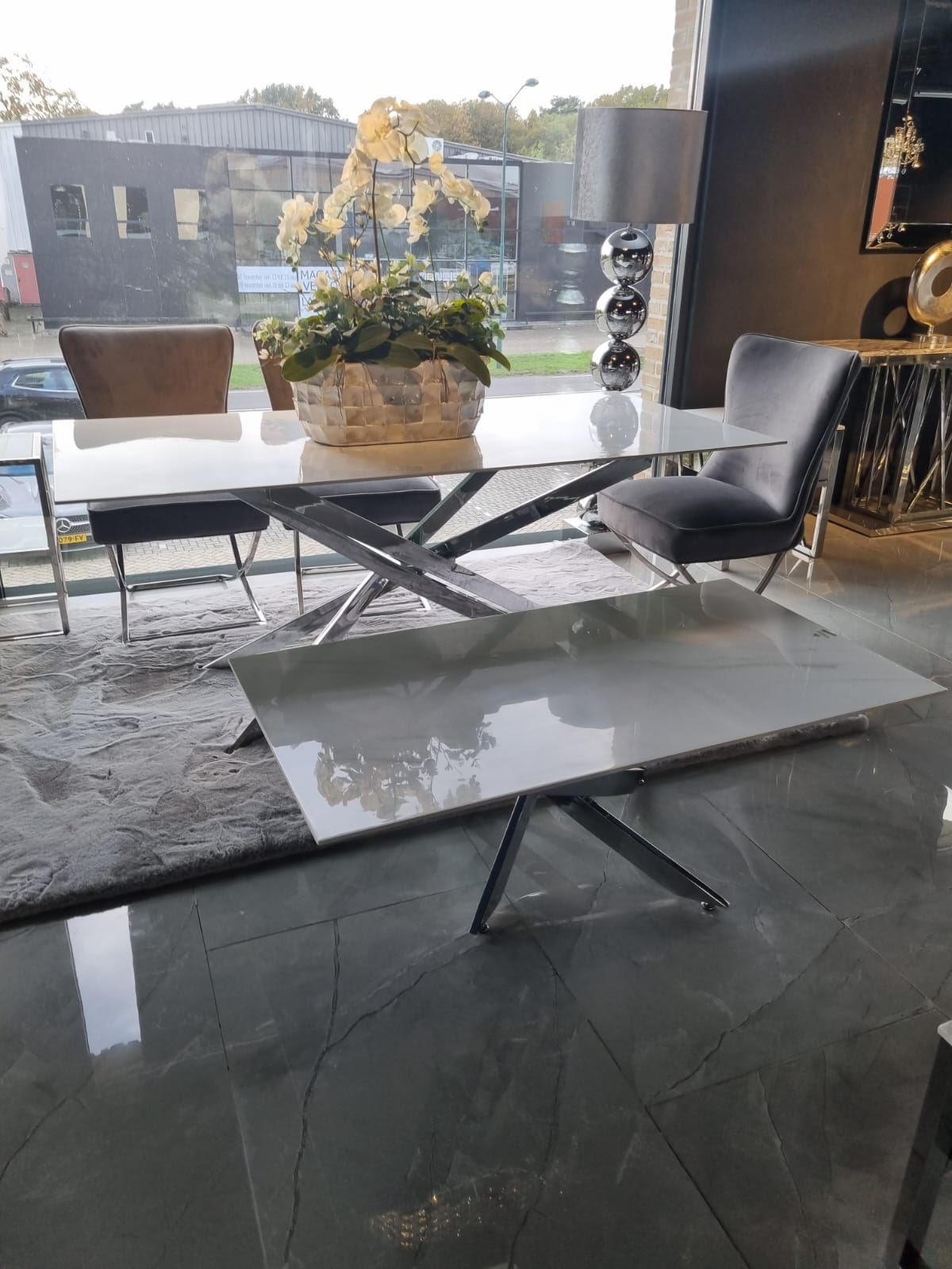 marmer eettafel en salontafel - SpiegelMeubels