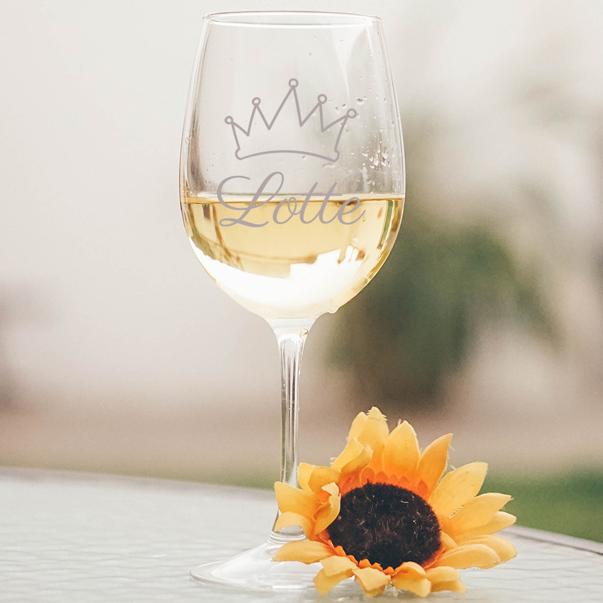 Witte wijnglas met gravering - EliteGifts