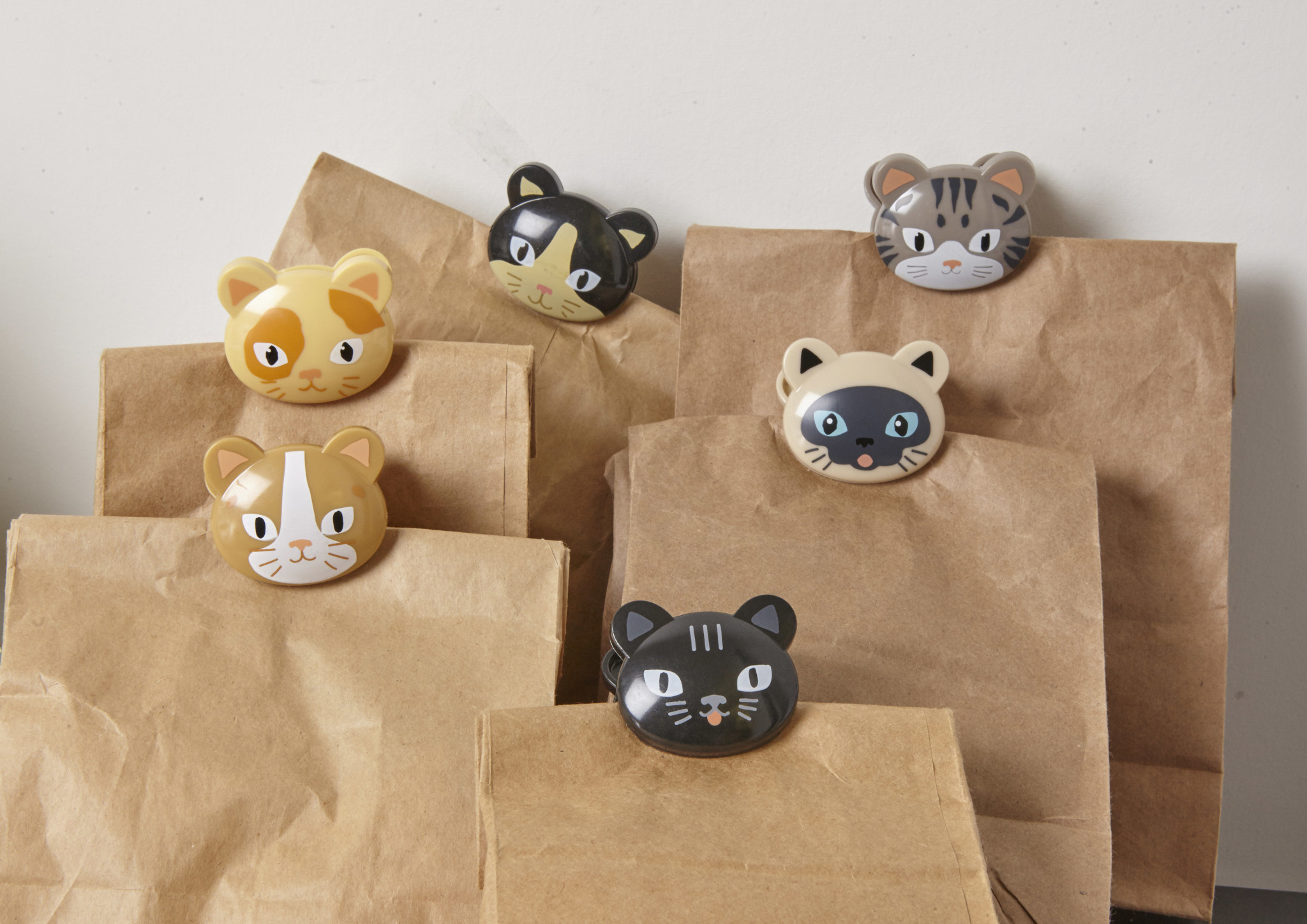 Kikkerland Cat bag clips set van 6 - Kat & Bakkie