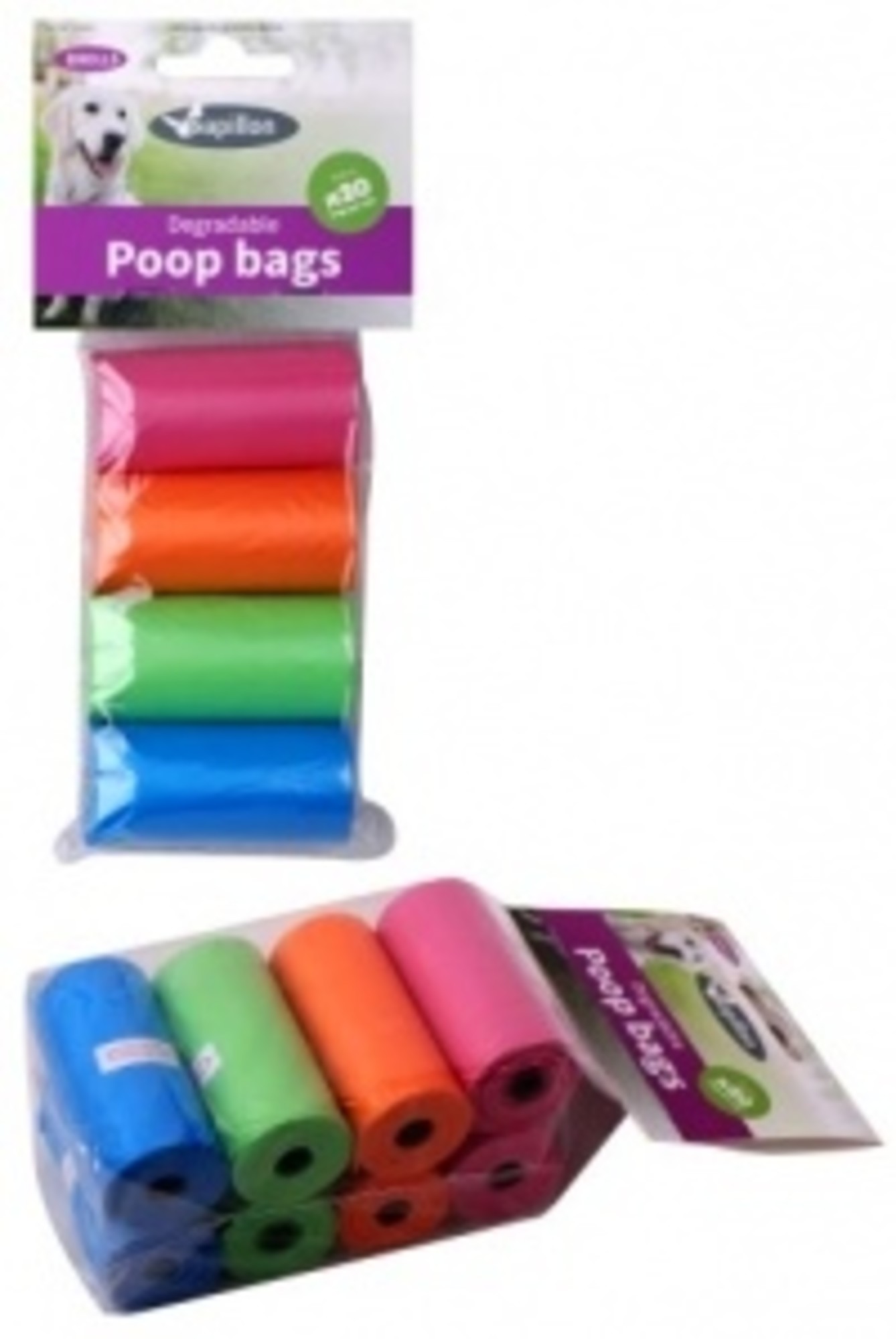 Papillon Pet Products Sacchetti per cacca degradabili 4 rotoli - Mypetworld