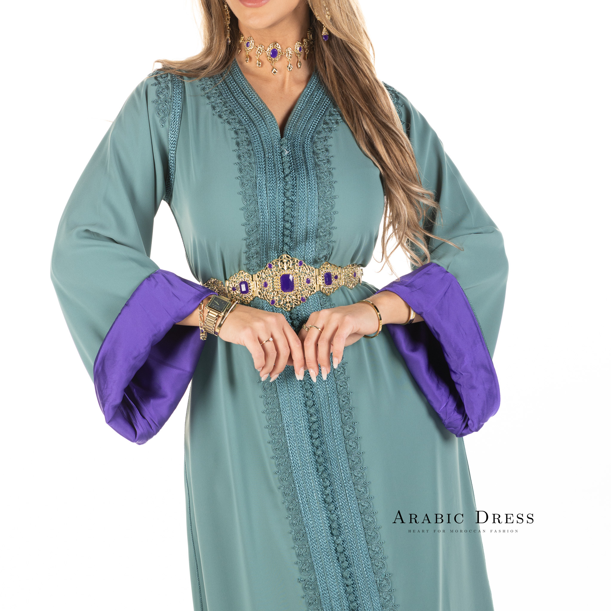Caftan Safae Pine Green - Arabic Dress