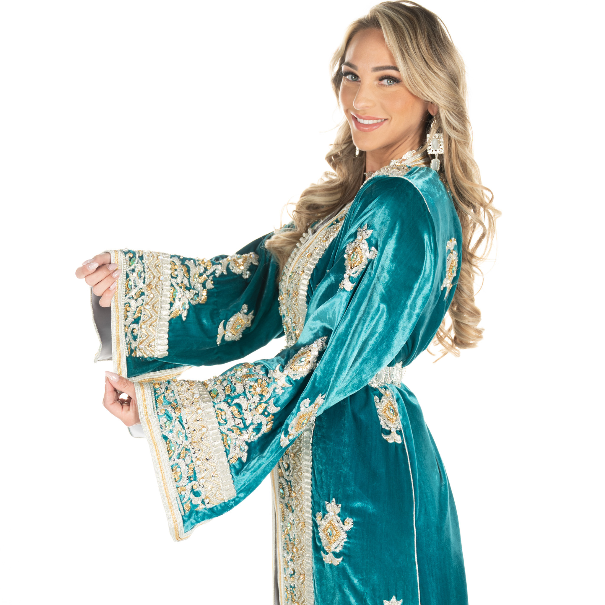 Exclusieve Caftan Aleena Blue Petrol - Arabic Dress