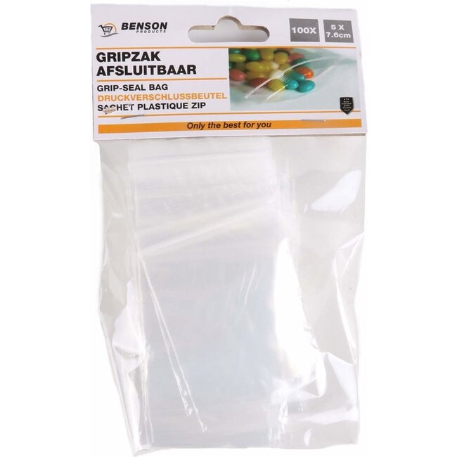 Zakje - Afsluitbaar - 5x7,6cm - 100 stuks -zipsluiting - SuperSoldi