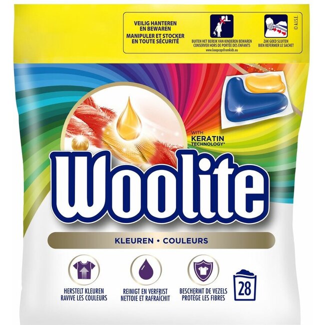 Woolite Wasmiddel voor Gekleurde Was met Keratine - 28 Capsules ...