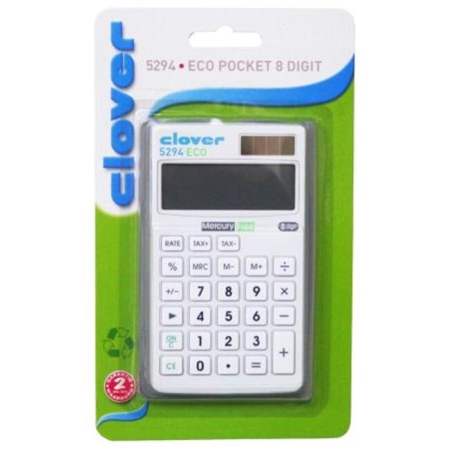 Clover Rekenmachine - Eco Green - 8 cijfers - zakformaat | Super Soldi ...