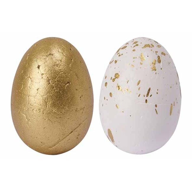 Paasei - set van 9 - wit/goud - dia.6cm - SuperSoldi