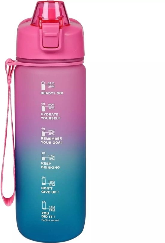 Benson Drinkfles 750 ml - Blauw/Roze - Met Zeef en Draaglus - SuperSoldi