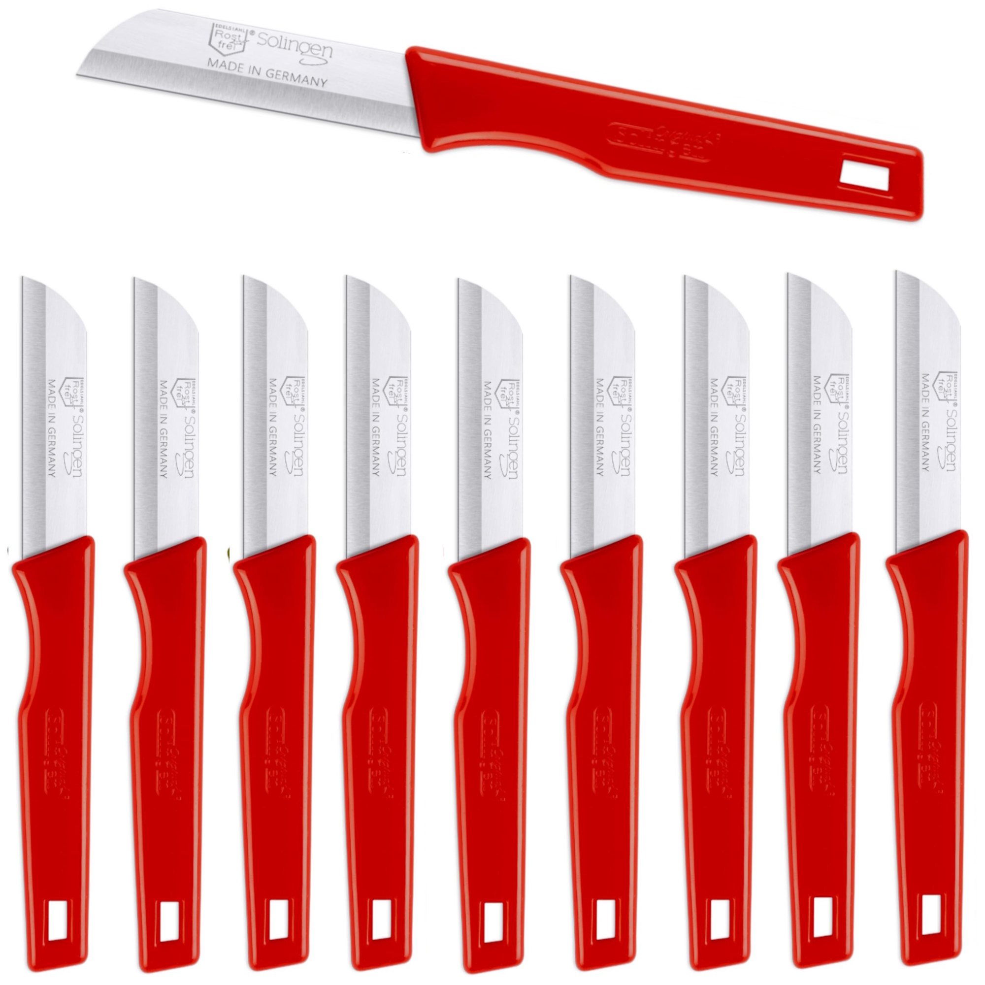 Solingen Schilmesje – RVS Glad – 16 cm – Rood – 10 Stuks - Keukenmesjes.nl