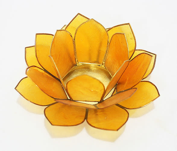 Kinta Waxinehouder cap Lotus Geel trad sm - Wereldwinkel Gouda