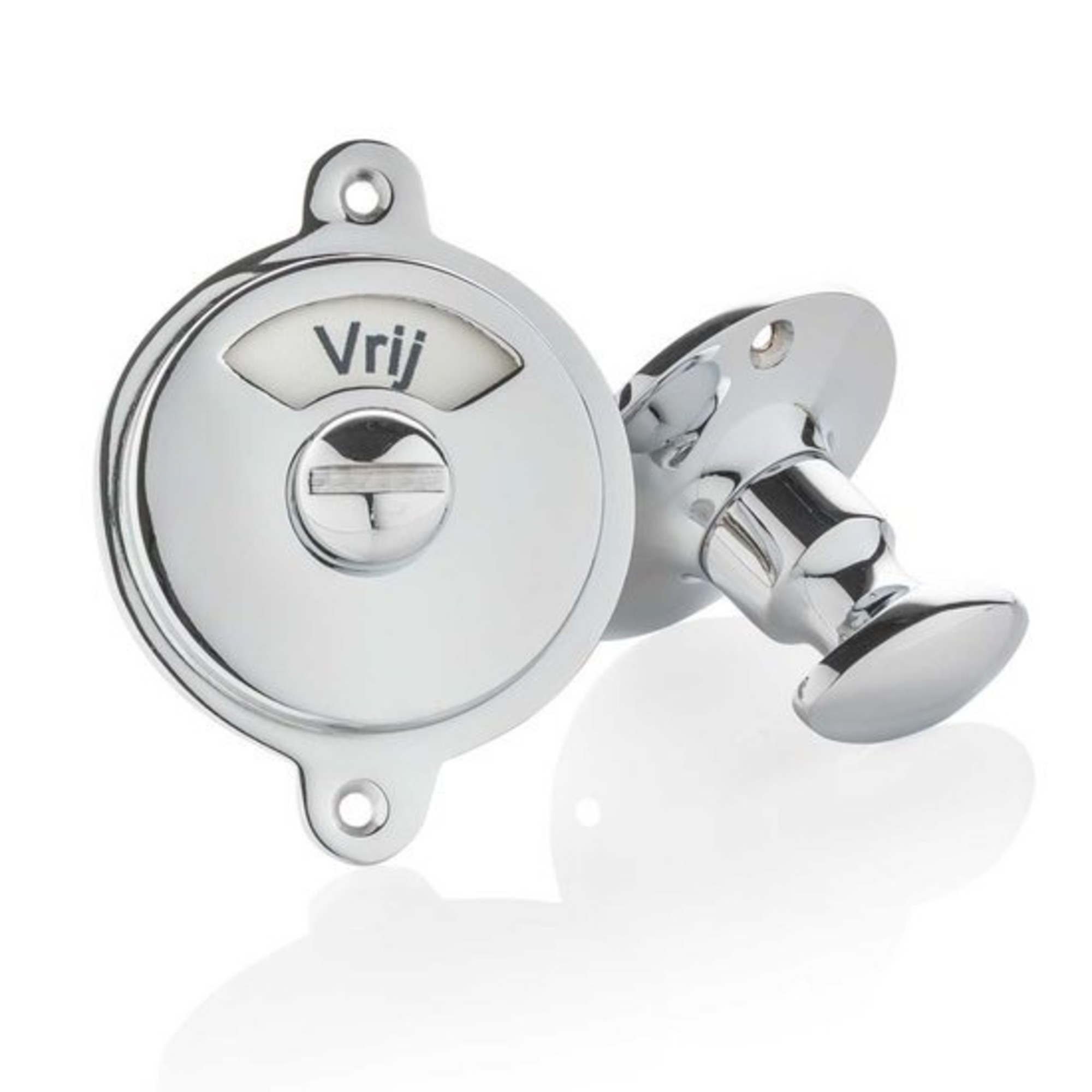 Retro vrij-bezet WC-slot in glanzend nikkel - De Oude Deurklink