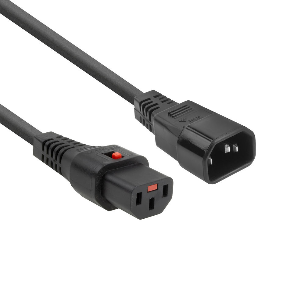 ACT Stroomkabel C13 Lock naar C14 - 1.5 meter - Zwart - Beugels en Meer