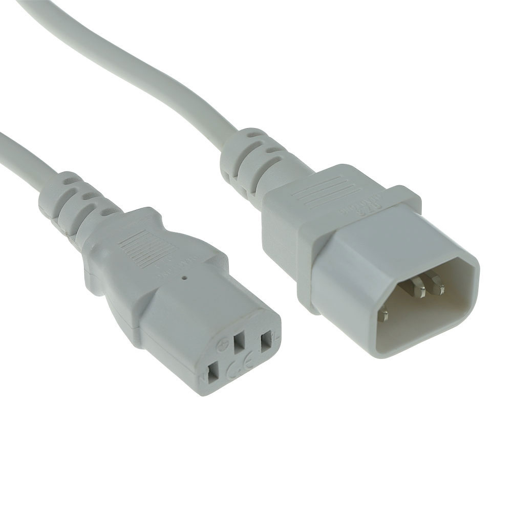 ACT Stroomkabel C13 naar C14 - 1.8 meter - Wit - Beugels en Meer