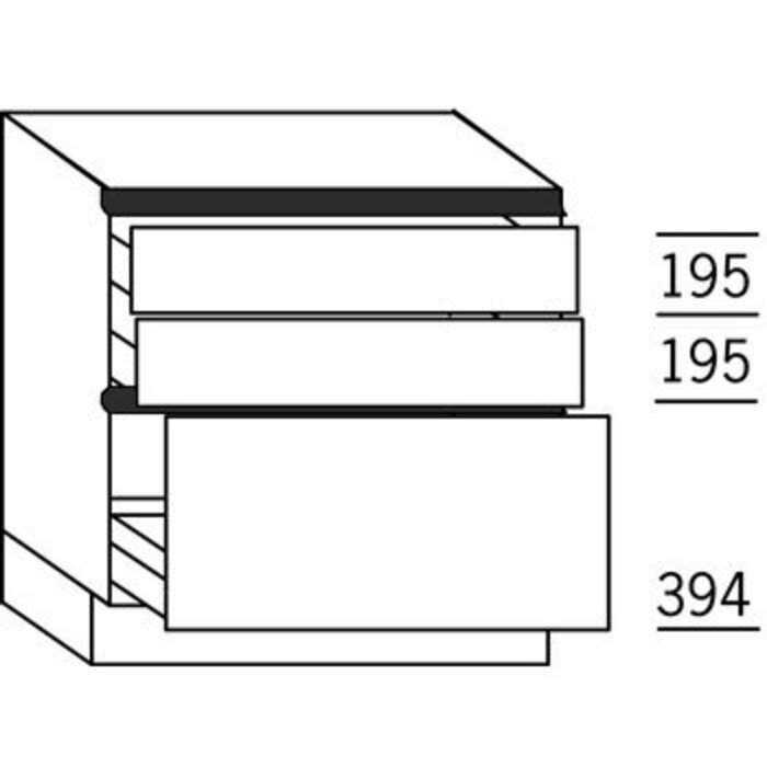 Onderkast, 2 laden, 2 korf - thuiskeukens.nl
