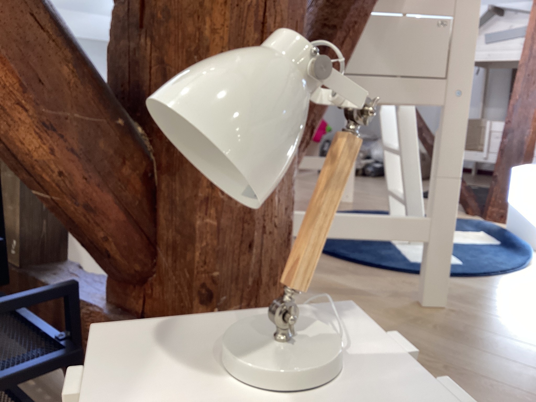 Lifetime bureaulamp hout / metaal - wit - Bedderie de Boer
