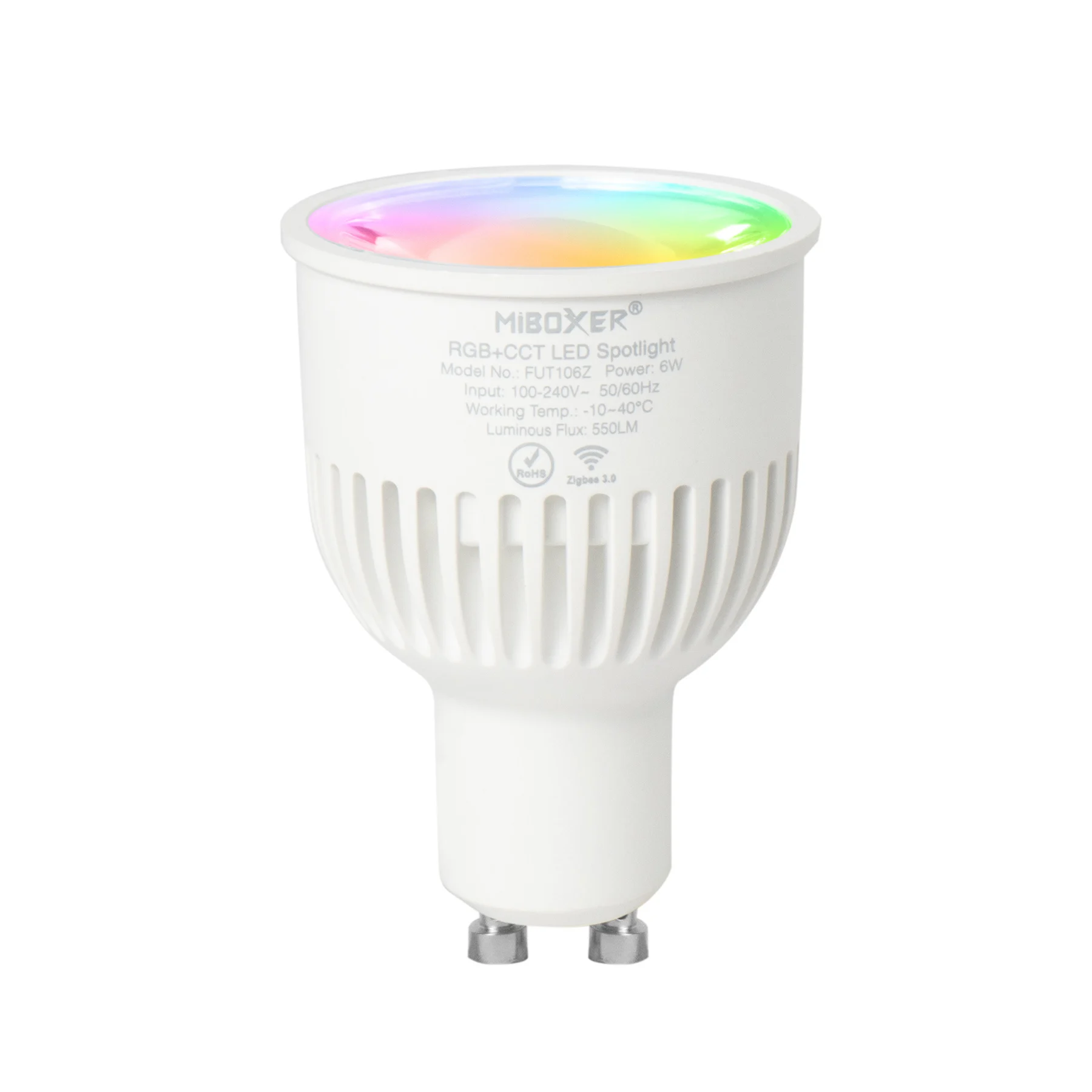 Spot LED GU10 Connecté - 6W - RGB+CCT - Zigbee 3.0 - Blanc - LED24.FR