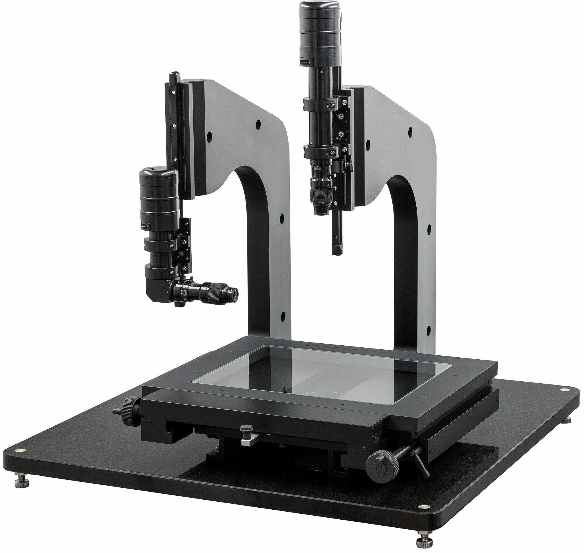 Video microscope with two camera systems and cross measuring stage - Kitotec